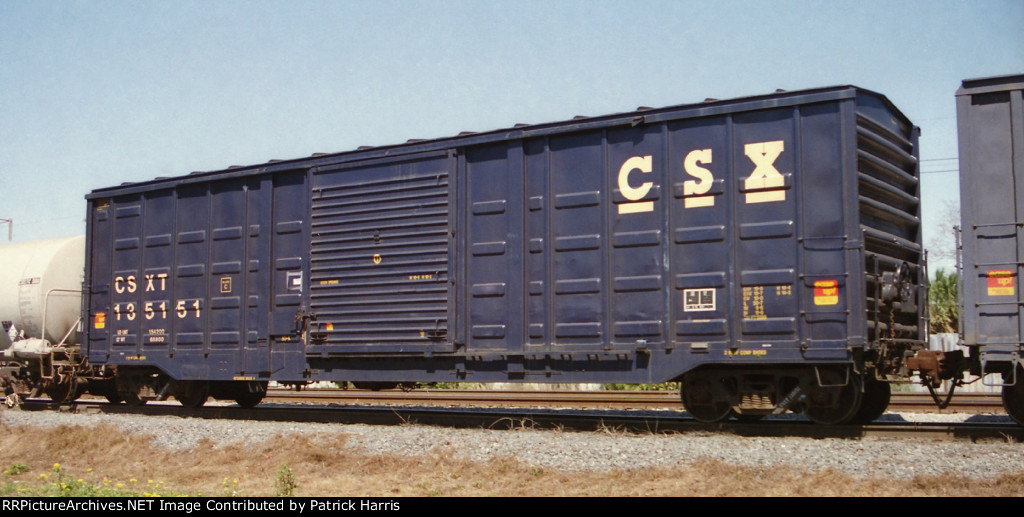 CSXT 135151 50 PS waffle-side sliding-door box car at the east end of CSX Gentilly Yard New ...